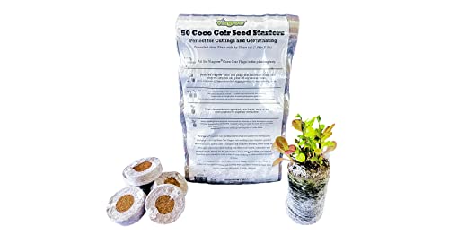 Viagrow Coco Coir Seed Starter Plugs, Sustainable Soil Pods, Expandable Coco Discs 50mm, 50-Pack