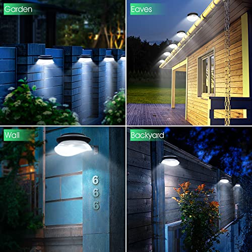 DBF Solar Gutter Lights Upgraded 9 LED Outdoor Waterproof Fence Post Lights Dark Sensing Auto On/Off Solar Deck Lights for Eaves Garden Backyard Patio, (6 Pack -Cool White)