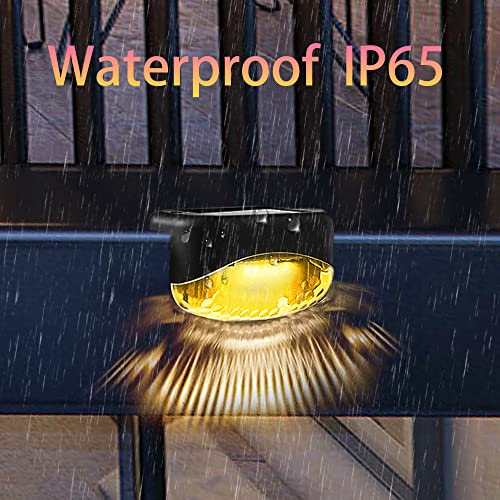 HiSolar 16 Pack Solar Deck Lights Outdoor Solar Step Lights LED Garden Fence Lights Solar Powered Waterproof Stair Lights for Deck Railing Garden Yard Patio Driveway, Warm White