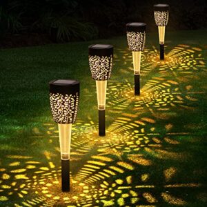 brizled solar pathway lights, 4 pack solar garden lights, super bright led solar walkway lights outdoor waterproof retro solar landscape lights for path garden walkway driveway backyard lawn decor