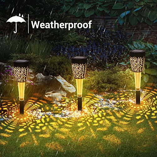 Brizled Solar Pathway Lights, 4 Pack Solar Garden Lights, Super Bright LED Solar Walkway Lights Outdoor Waterproof Retro Solar Landscape Lights for Path Garden Walkway Driveway Backyard Lawn Decor