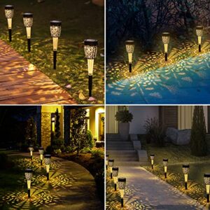 Brizled Solar Pathway Lights, 4 Pack Solar Garden Lights, Super Bright LED Solar Walkway Lights Outdoor Waterproof Retro Solar Landscape Lights for Path Garden Walkway Driveway Backyard Lawn Decor