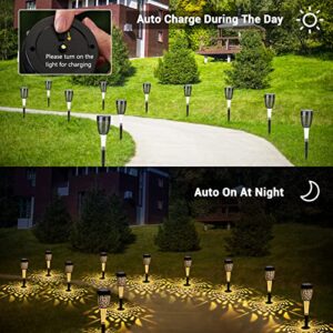 Brizled Solar Pathway Lights, 4 Pack Solar Garden Lights, Super Bright LED Solar Walkway Lights Outdoor Waterproof Retro Solar Landscape Lights for Path Garden Walkway Driveway Backyard Lawn Decor