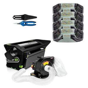 grow generation twister t6 trimmer complete w/standard leaf collector & standard tumbler + harvester’s edge pruner and pack of 4 x trim bins