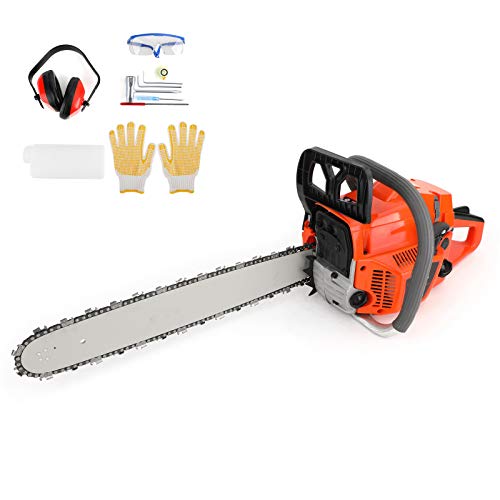 Frezon Gas Chainsaw 20 Inch, Chain Saws for Trees Gas Powered, 52cc 2 Cycle Gasoline Chain Saw for Trees Wood Garden Ranch Forest Cutting