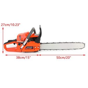 Frezon Gas Chainsaw 20 Inch, Chain Saws for Trees Gas Powered, 52cc 2 Cycle Gasoline Chain Saw for Trees Wood Garden Ranch Forest Cutting