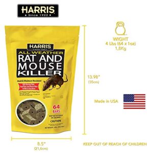 Harris Rat & Mouse Killer, 64 Pack Bait Bars