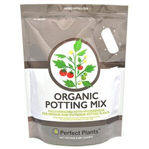 organic potting mix by perfect plants for all plant types – 8qts for indoor and outdoor use, great for veggies, spices, and holistic herbs