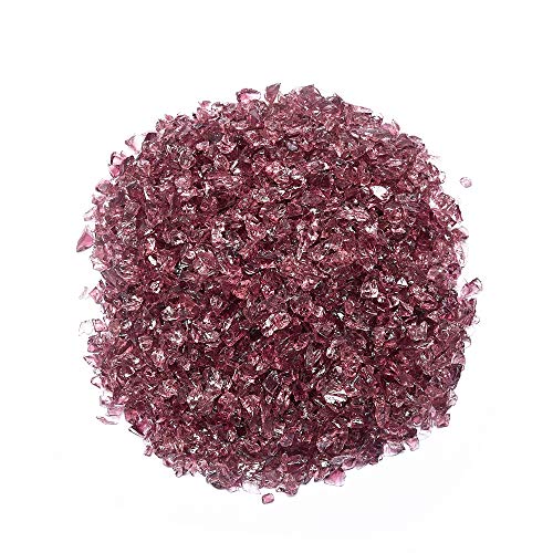 TWINKLING High Luster Fire Glass Gravel Stone Glitter,Broken Glass,Fire Gems Chips,Crushed Glass for Fire Pit Crafts Resin Art Aquarium Garden Decoration,3-6mm,1-Pound Jar (Grape)