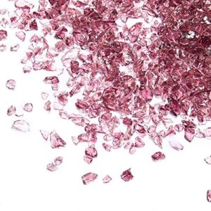 TWINKLING High Luster Fire Glass Gravel Stone Glitter,Broken Glass,Fire Gems Chips,Crushed Glass for Fire Pit Crafts Resin Art Aquarium Garden Decoration,3-6mm,1-Pound Jar (Grape)