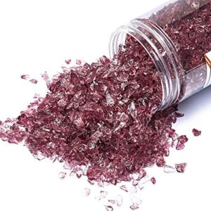 TWINKLING High Luster Fire Glass Gravel Stone Glitter,Broken Glass,Fire Gems Chips,Crushed Glass for Fire Pit Crafts Resin Art Aquarium Garden Decoration,3-6mm,1-Pound Jar (Grape)