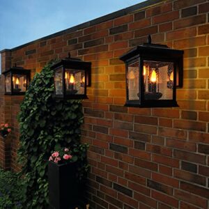 Beautyard Outdoor Solar Lanterns Decorations Candles Lanterns Flickering Hanging Lanterns Lights Garden Decor Patio, Lawn, Pathway, Wall Birthday Gifts Women Gifts (2Pack, Black)