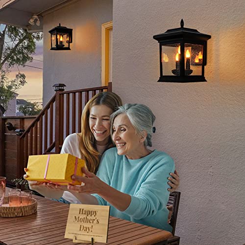 Beautyard Outdoor Solar Lanterns Decorations Candles Lanterns Flickering Hanging Lanterns Lights Garden Decor Patio, Lawn, Pathway, Wall Birthday Gifts Women Gifts (2Pack, Black)