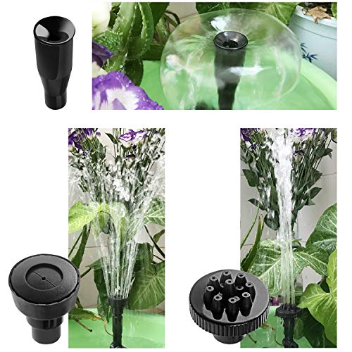 Plastic Fountain Nozzle 1/2, The Small Pool Sprayer Fountain Nozzle for Garden, Ponds, Tabletop Fish Ponds, 15 pcs of Set, 3 Fountain Shaped, Pool Aerator Nozzle, Black -S