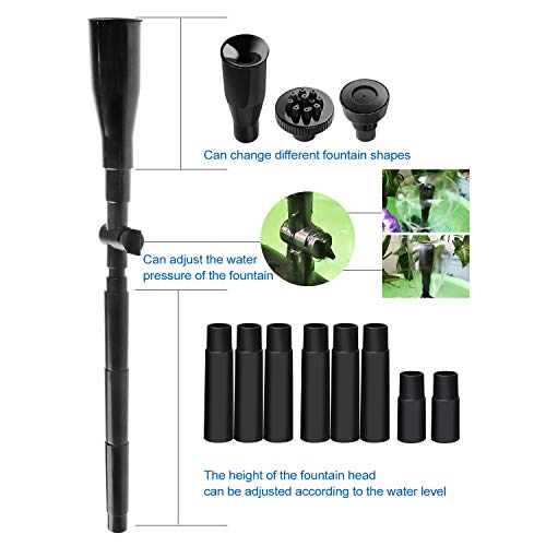 Plastic Fountain Nozzle 1/2, The Small Pool Sprayer Fountain Nozzle for Garden, Ponds, Tabletop Fish Ponds, 15 pcs of Set, 3 Fountain Shaped, Pool Aerator Nozzle, Black -S