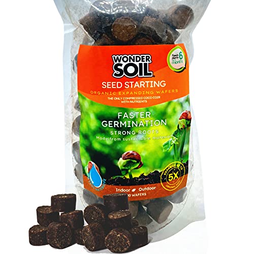 WONDER SOIL | 100 Organic Seed Starter Pellets | Ready to Plant Seed Starting Soil Loaded with Pre-Mixed Nutrients | Fast Germination | Indoor or Outdoor | 100 Count