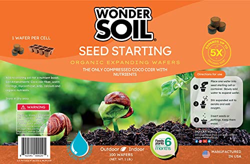 WONDER SOIL | 100 Organic Seed Starter Pellets | Ready to Plant Seed Starting Soil Loaded with Pre-Mixed Nutrients | Fast Germination | Indoor or Outdoor | 100 Count