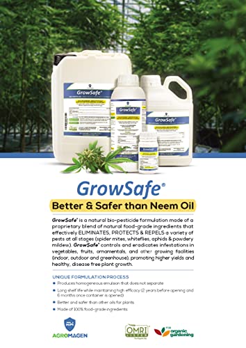 AgroMagen, GrowSafe Bio-Pesticide, Organic Natural Miticide, Fungicide and Insecticide, (1) 8.5 fl.oz.)