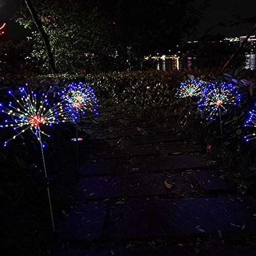 LAMF 2Pcs Solar Garden Lights, 120 LEDs Fireworks Light Solar Lights Outdoor Waterproof Solar Firework Lights for Garden, Patio, Backyard, Pathway, Wedding, Party