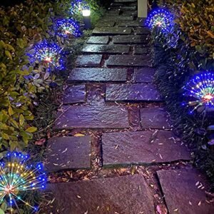 lamf 2pcs solar garden lights, 120 leds fireworks light solar lights outdoor waterproof solar firework lights for garden, patio, backyard, pathway, wedding, party