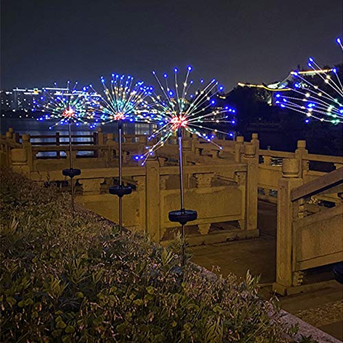 LAMF 2Pcs Solar Garden Lights, 120 LEDs Fireworks Light Solar Lights Outdoor Waterproof Solar Firework Lights for Garden, Patio, Backyard, Pathway, Wedding, Party