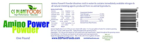 Amino Power Powder Nitrogen Fertilizer - Plant Based High Nitrogen Fertilizer for Plants - All Natural Nitrogen Source and chelating Agent - Suitable for Turf, Vegetables, Fruits & Berries