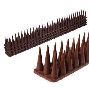 unkno 12 pack plastic bird deterrent spikes 16.7 feet fence spikes for cat,birds,bird spikes, squirrel spikes，spike strips for bird cat squirrel pigeons（ brown）