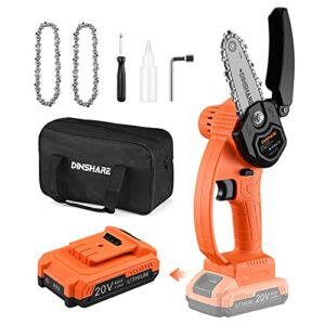 mini chainsaw – cordless electric 4 inch chain saw w/ 20v 2000mah battery & charger, safety lock & 90° baffle, handheld, lightweight & easy carry for outdoor use – tree/branches/wood cutting/trimming