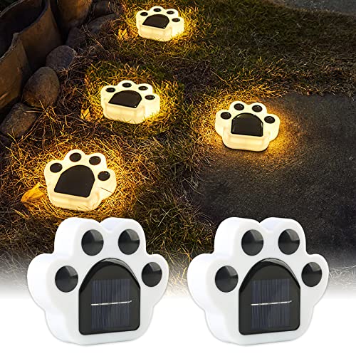 ComeHome Solar Lights for Outdoor Garden, LED Outdoor Ground Lights for Pathway, Lawn, Yard, 2 Pack Step Light for Landscape, Decks Decorations, Wall Lights, Fence Lights (Warm Light)