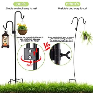 KETIEE Outdoor Shepards Hooks with 5 Prong Base, Heavy-Duty Metal Stand Pole Hanging String Lights,Multi-Function Double Shepherds Hook Garden Holder Lighting Stand for Backyard Patio Wedding