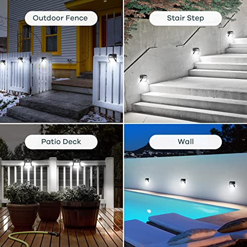 Linkind Solar Lights Outdoor Waterproof, Solar Deck Lights with Motion Sensor, LED Solar Powered Security Lights for Fence, Patio Deck, Stairs, Wall, Step, Garden and Walkway, Cold White, 4-Pack