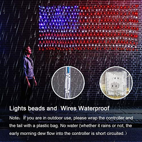 American Flag Lights with 420 Super Bright LEDs,KAZOKU Waterproof Led Flag Net Light of The United States for Yard,Garden Decoration, Festival, Holiday, Party Decoration,Christmas Decorations