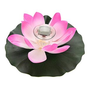 floating lotus light, outdoor waterproof solar power led color changing lotus lights flameless floating pool lights for pool garden fish tank decor(pink)