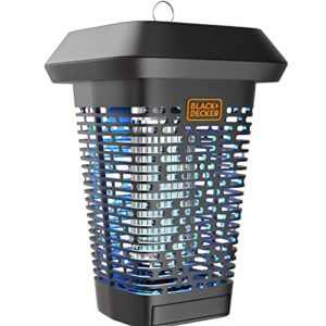 BLACK+DECKER Bug Zapper, Electric UV Insect Catcher & Killer for Flies, Mosquitoes, Gnats & Other Small to Large Flying Pests, 1 Acre Outdoor Coverage for Home, Garden & More, Free Bulb Included