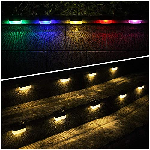 CHINLY Solar Deck Lights 12-Pack Outdoor Waterproof led, Warm White & Color Changing, Fence Post Solar Lights for Stairs, Fence, Deck, Garden, Patio Yard, Porch and Step