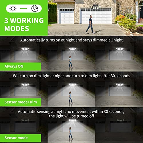 Lovcoyo Solar Outdoor Lights, Motion Sensor Security Lights IP65 Waterproof with Remote Control Wireless，5 Heads 300 LED Outdoor Flood Lights 360° Illumination with 3 Modes for Garage Yard Garden