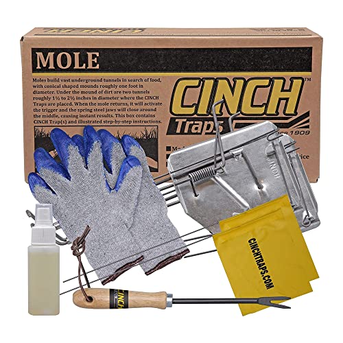 Cinch Deluxe Mole Trap Kit- Small (2 Packs) Heavy Duty, Reusable Rodent Trapping System, Weather Resistant, Outdoor Use - for Lawns, Gardens, Sports Fields, Ranches, Farm Lands, Yards and More