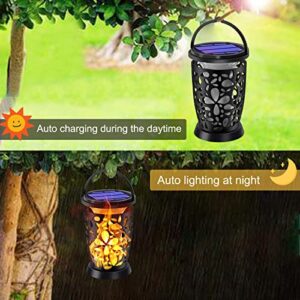 Ambaret Solar Lantern Dancing Outdoor Lights Garden Hanging Lantern, Flame Decorative Lighting ,Solar Powered Waterproof Flame Candle Mission Lights for Table,Outdoor, Party, Patio,Trees, 2 Pack