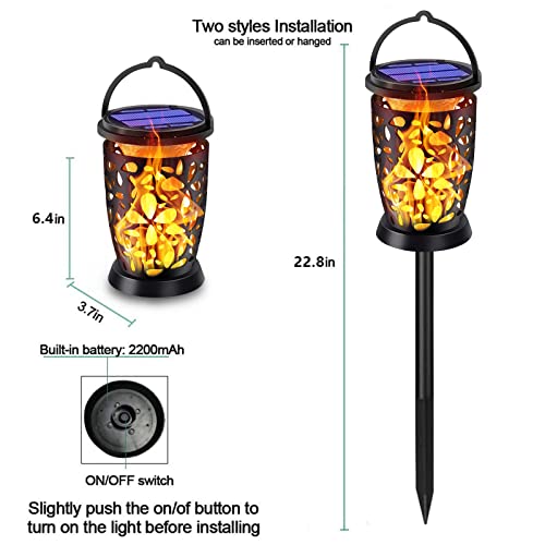 Ambaret Solar Lantern Dancing Outdoor Lights Garden Hanging Lantern, Flame Decorative Lighting ,Solar Powered Waterproof Flame Candle Mission Lights for Table,Outdoor, Party, Patio,Trees, 2 Pack