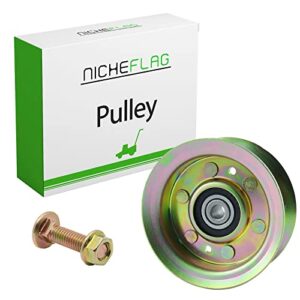 nicheflag 177968 idler pulley replaces 177968 idler pulley craftsman, 193197 idler pulley craftsman, 532177968, 532193197, ariens 21546308 for husqvarna z254, yth24v48, yth2348, yth21k46 decks