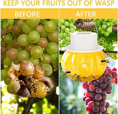 Wasp Traps Outdoor Hanging, Yellow Jacket Killer, Solar Powered Bee Trap Outdoor, Wasp Repellent Outdoor, Reusable Bee Catcher Hornet Trap for Trapping Hornet, Bee, Insects