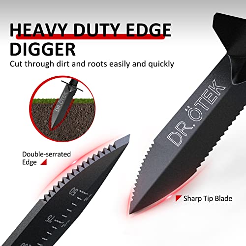 DR.ÖTEK Metal Detector Shovel for Digging, Heavy Duty Double Serrated Digging Tool with Carry Sheath, Digger Trowel for Gardening, Camping, Landscaping, Treasure Hunting