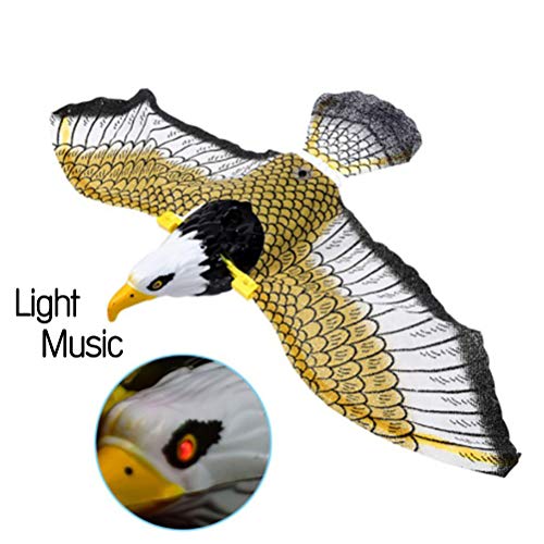 Bird Repellent Hanging Eagle, Hanging Eagle with Music Flying Bird Scarer, Luminous Bird Repellent Hanging Eagle Garden Decoration