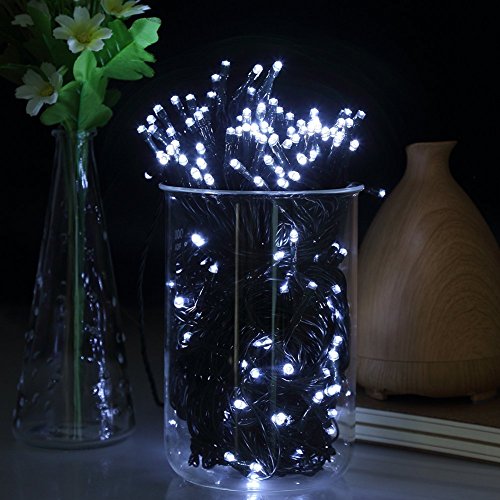 GDEALER Solar String Lights 72ft 200 LED 2 Modes White Solar Powered Waterproof Starry Fairy Outdoor String Lights Christmas Decoration Lights for Garden Path, Party, Bedroom Decoration Cool White