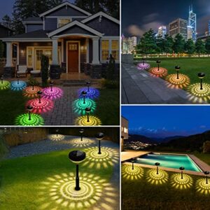 PAGVMIN Bright Solar Pathway Lights Outdoor 2 Pack, Color Changing + Warm White Solar Powered Automatic LED Lights, Waterproof Path Lights for Lawn Landscape Yard Walkway Garden, Light Up to 13 Hours