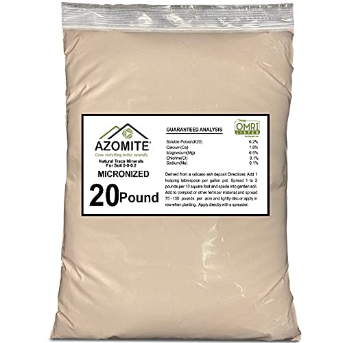 Azomite Organic Micronized Trace 0-0.2 Fertilizer Bulk Bag of 67 Essential Minerals OMRI Certified, 20 Lbs