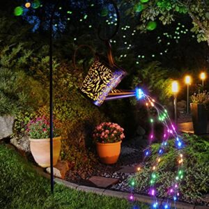 Insoiis Solar Watering Can with Lights String, Hanging Solar Waterfall Lights, Waterproof Retro Metal Kettle Lights, Outdoor Garden Decor Light for Pathway Lawn Patio Deck Walkway Courtyard