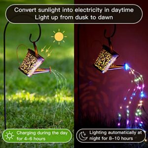 Insoiis Solar Watering Can with Lights String, Hanging Solar Waterfall Lights, Waterproof Retro Metal Kettle Lights, Outdoor Garden Decor Light for Pathway Lawn Patio Deck Walkway Courtyard