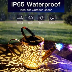 Insoiis Solar Watering Can with Lights String, Hanging Solar Waterfall Lights, Waterproof Retro Metal Kettle Lights, Outdoor Garden Decor Light for Pathway Lawn Patio Deck Walkway Courtyard