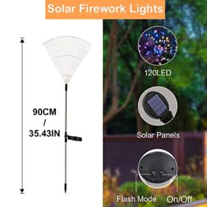 Nantala Solar Firework Lights, Outdoor Solar Garden Lights Waterproof,8 Lighting Modes 120 LED Twinkling and Steady, Suitable for Gardens, courtyards, Parties, Flowerbed (2 Pack, Colorful)